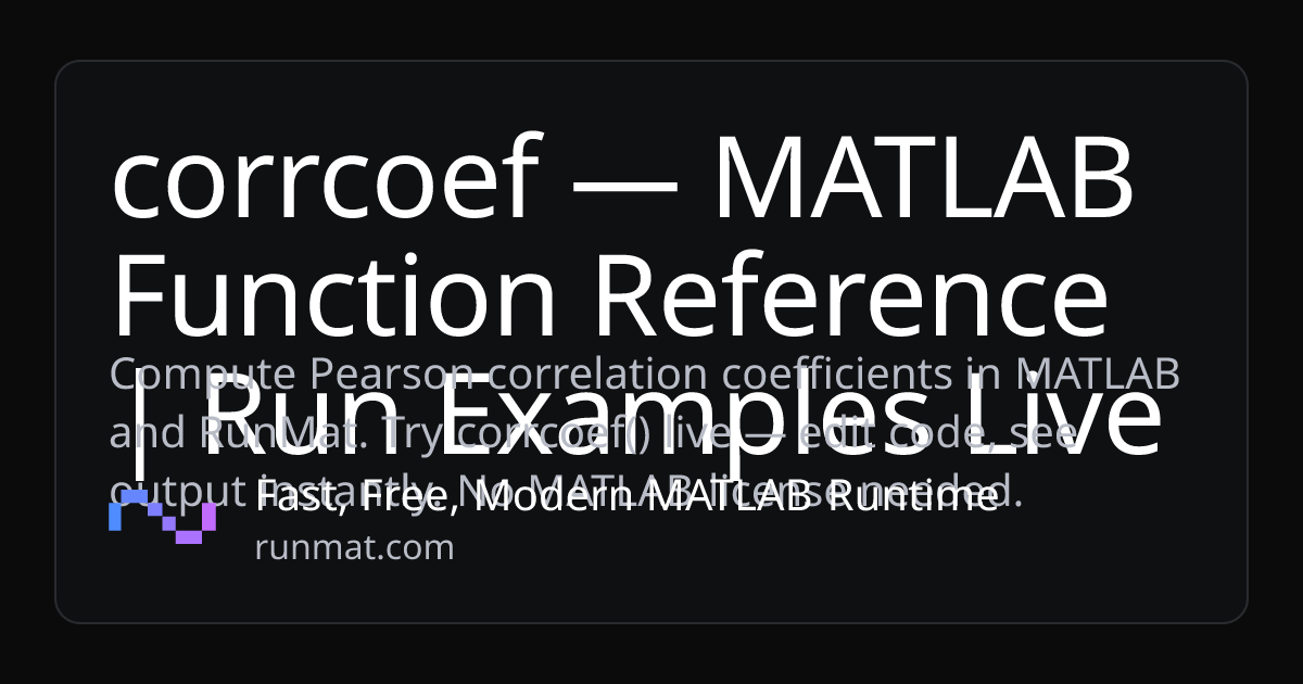 corrcoef — MATLAB Function Reference | Run Examples Live | RunMat