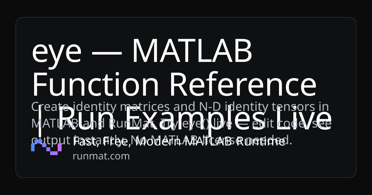 eye — MATLAB Function Reference | Run Examples Live | RunMat