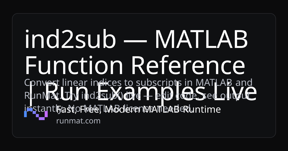 ind2sub — MATLAB Function Reference | Run Examples Live | RunMat